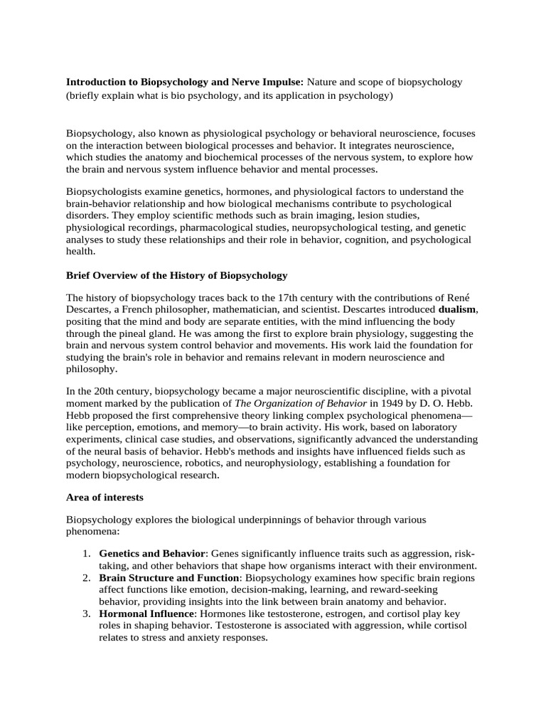 Biopsychology: Understanding Behavior's Biology | PDF | Behavioral ...