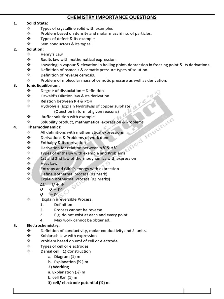 IMP Qns of Chemistry by Alok Sir 2024-25 | PDF | Coordination Complex | Amine