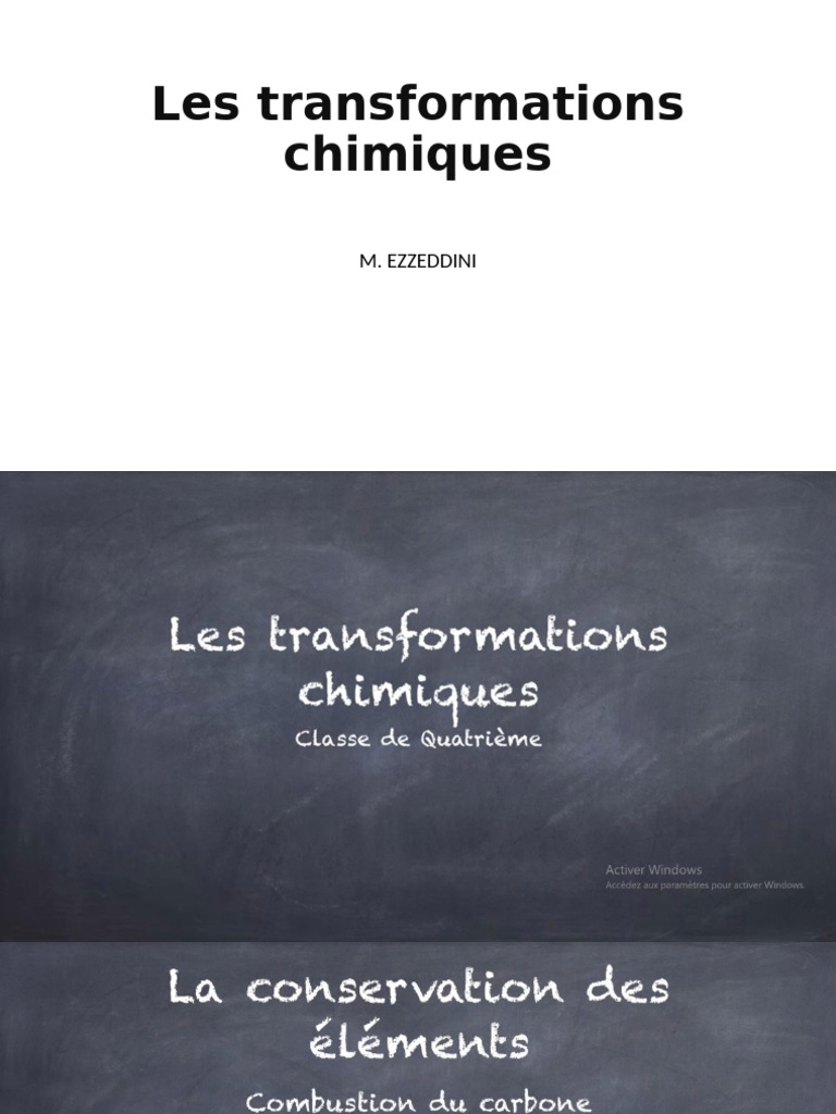 4eme ... Les Transformations Chimiques | PDF