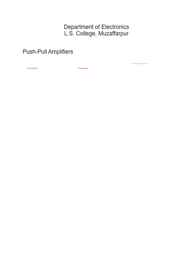 Push Pull Amplifier Pdf Pdf Amplifier Bipolar Junction Transistor