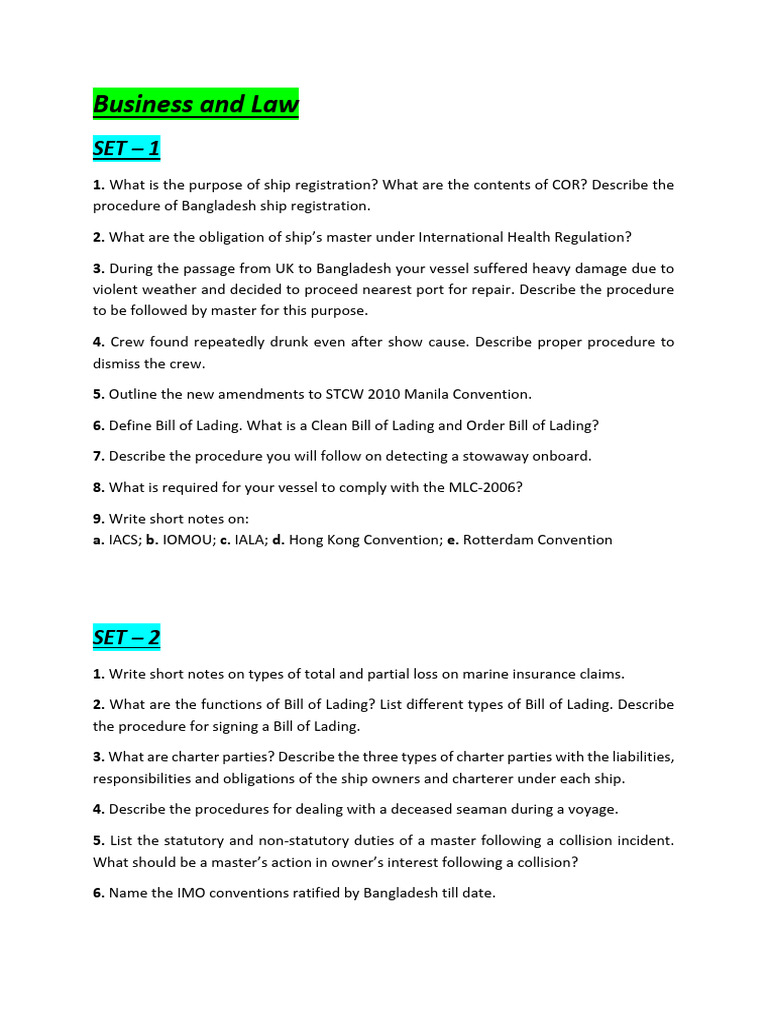 Business and Law Questions Set | PDF