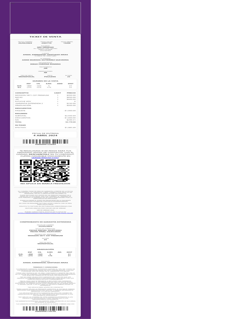 ticket lentes | PDF