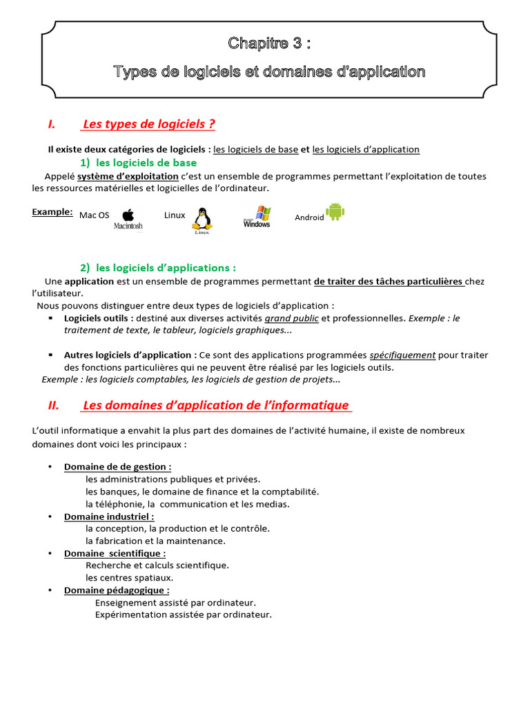 Types de logiciels et applications clés | PDF