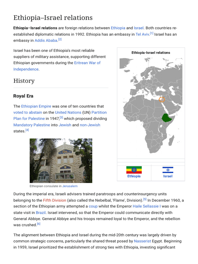 Ethiopia-Israel Diplomatic Relations | PDF | Ethiopia | Israel
