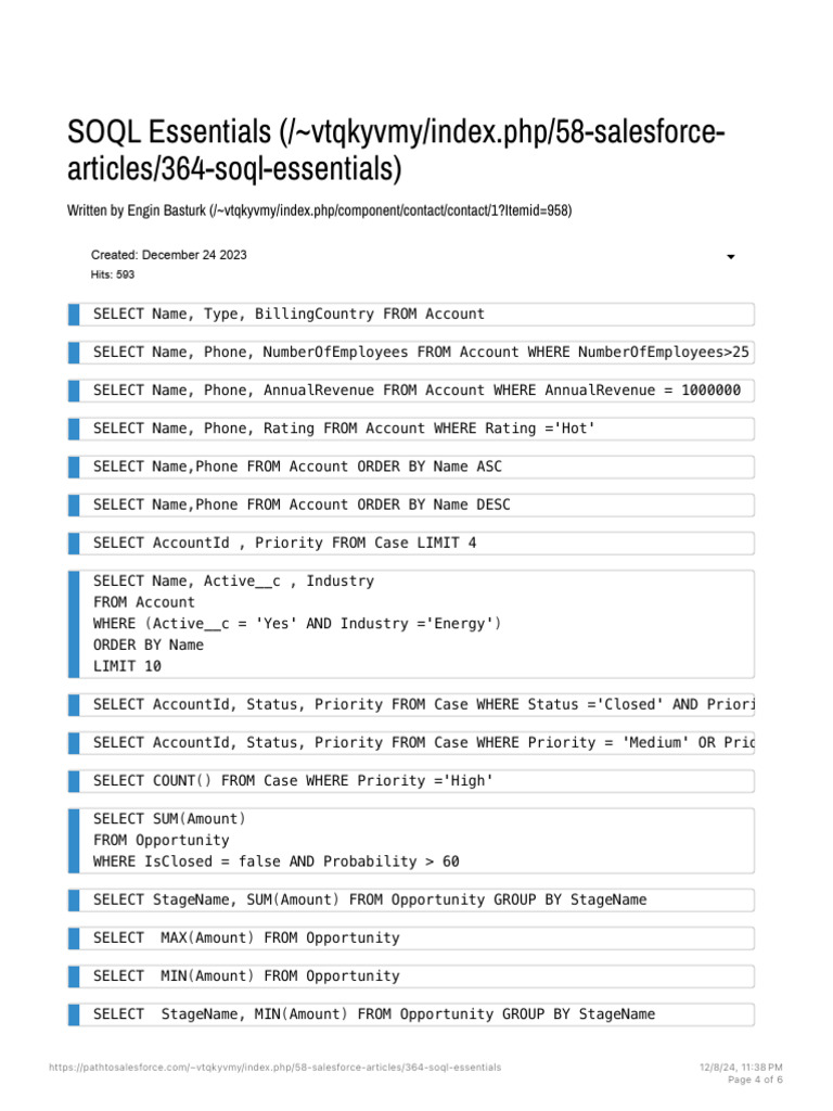 Path to Salesforce - SOQL Essentials | PDF