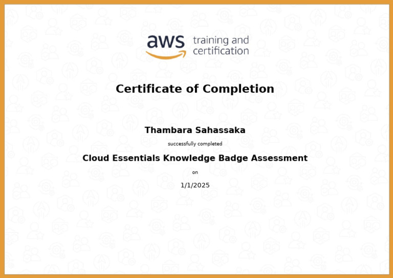 3 6863486 1735755830 AWS Course Completion Certificate | PDF