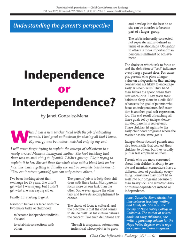 Independence or Interdependence Article | PDF | Human Development ...