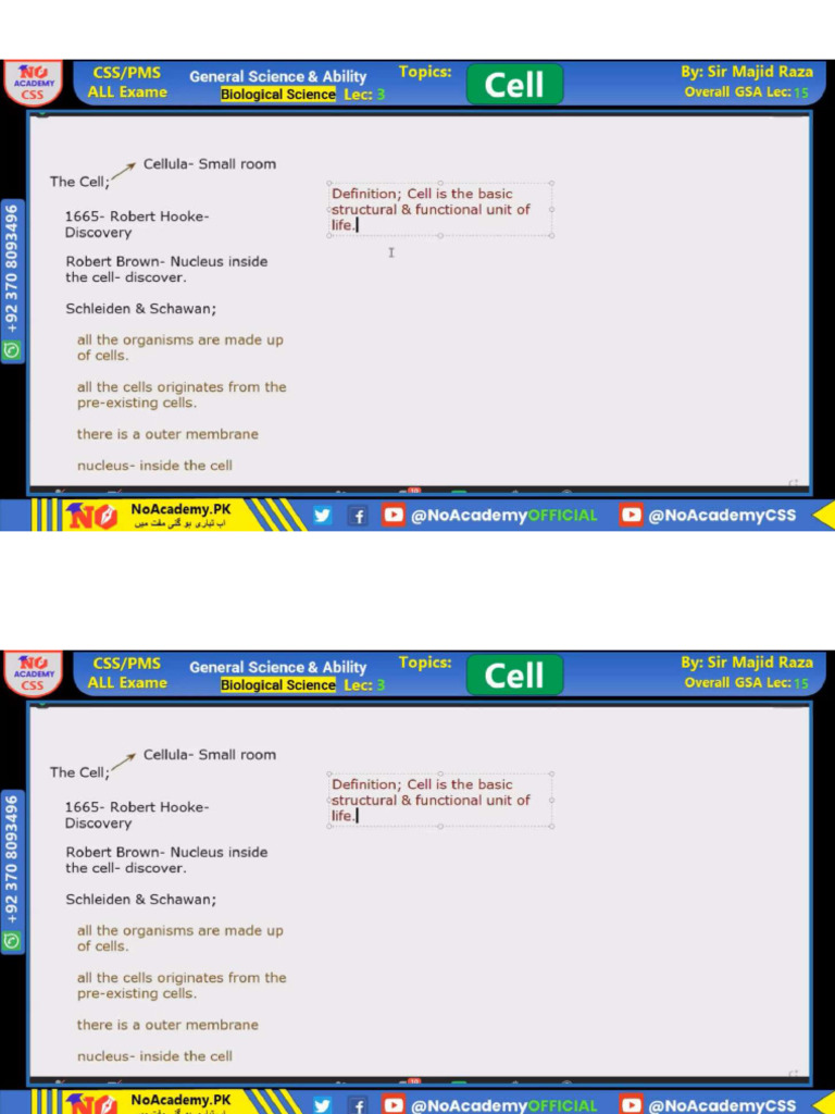 CSS GSA Lec 15 Bio Lec 3 Topic Cell PDF | PDF