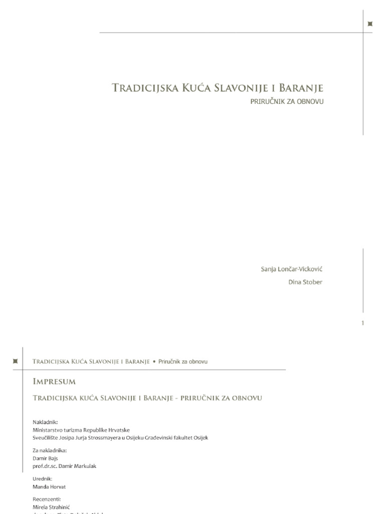 Tradicijska Kuća Slavonije i Baranje PRIRUČNIK ZA OBNOVU | PDF