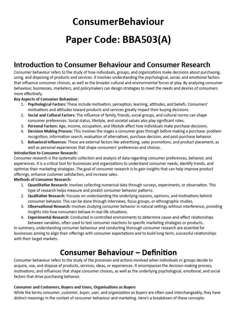Consumer Behaviour Pdf Consumer Behaviour Attitude Psychology