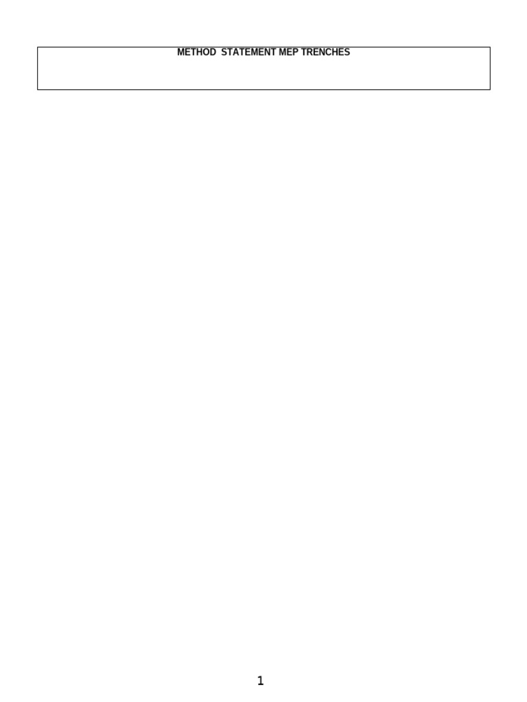 Method Statement For Civil Work For MEP TRENCHES TATWEERCO | PDF ...