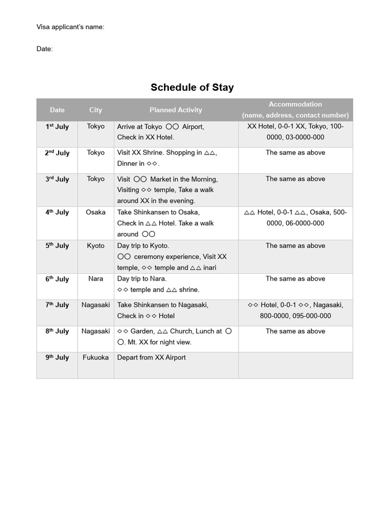 Schedule Sample | PDF