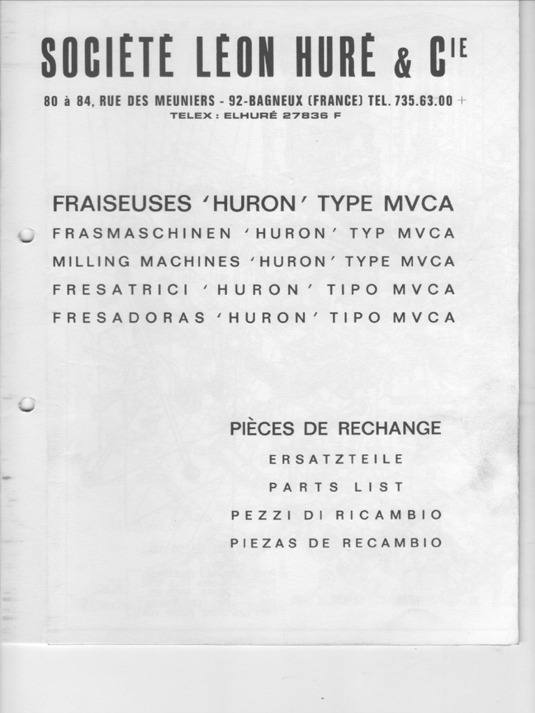 HURON M.V.C.A, Catalogue de Pièces | PDF