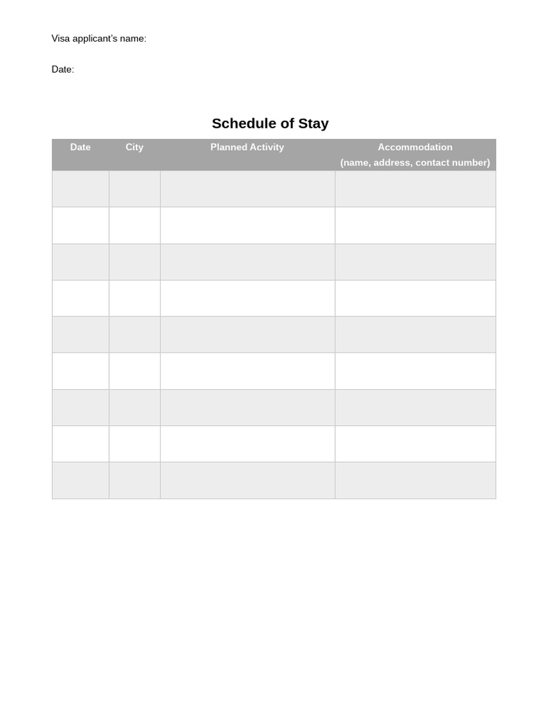 Schedule of Stay | PDF