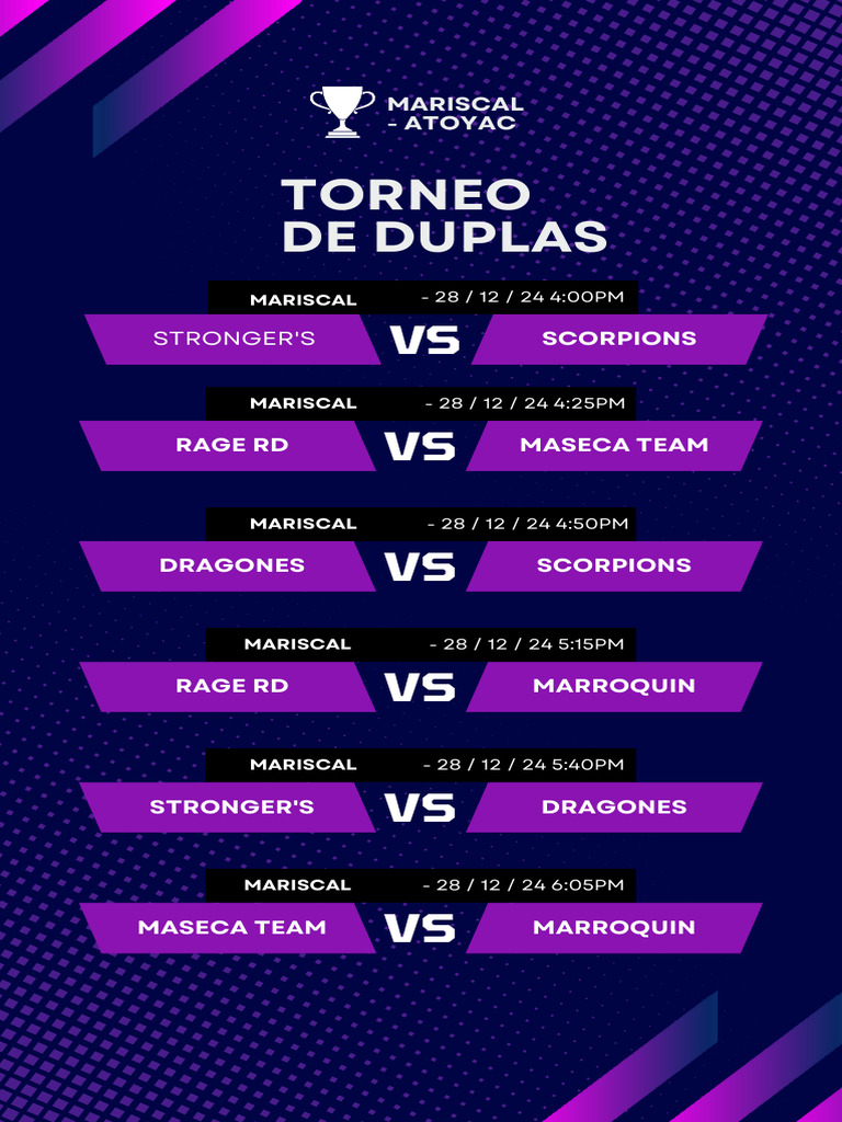 Mariscal Doubles Tournament Schedule | PDF