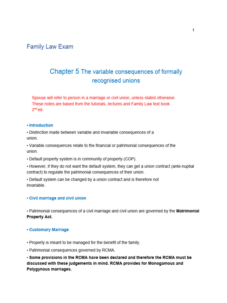 Family Law: Consequences of Unions | PDF | Concurrent Estate | Marriage
