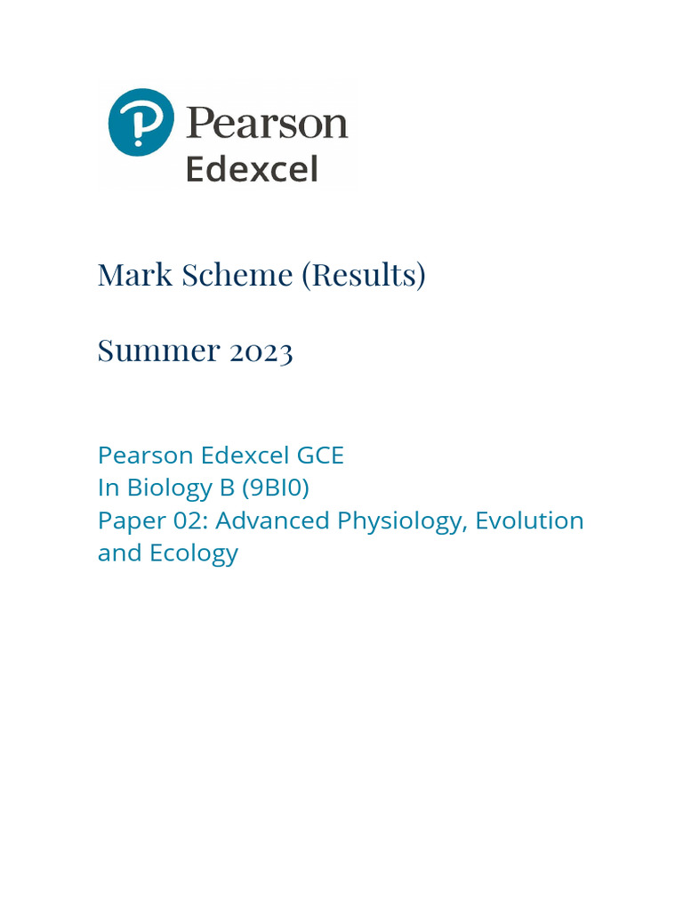 June 2023 A Level Edexcel Biology B Paper 2 Mark Scheme | PDF | Aorta ...