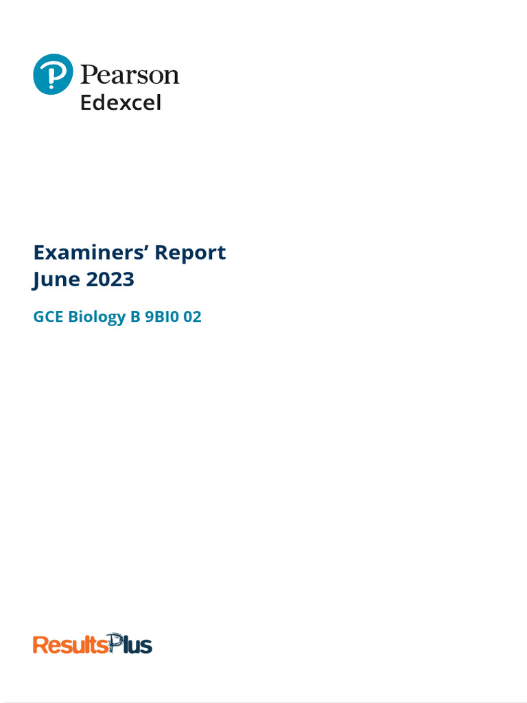 June 2023 A Level Edexcel Biology B Paper 2 Examiner's Report | PDF ...