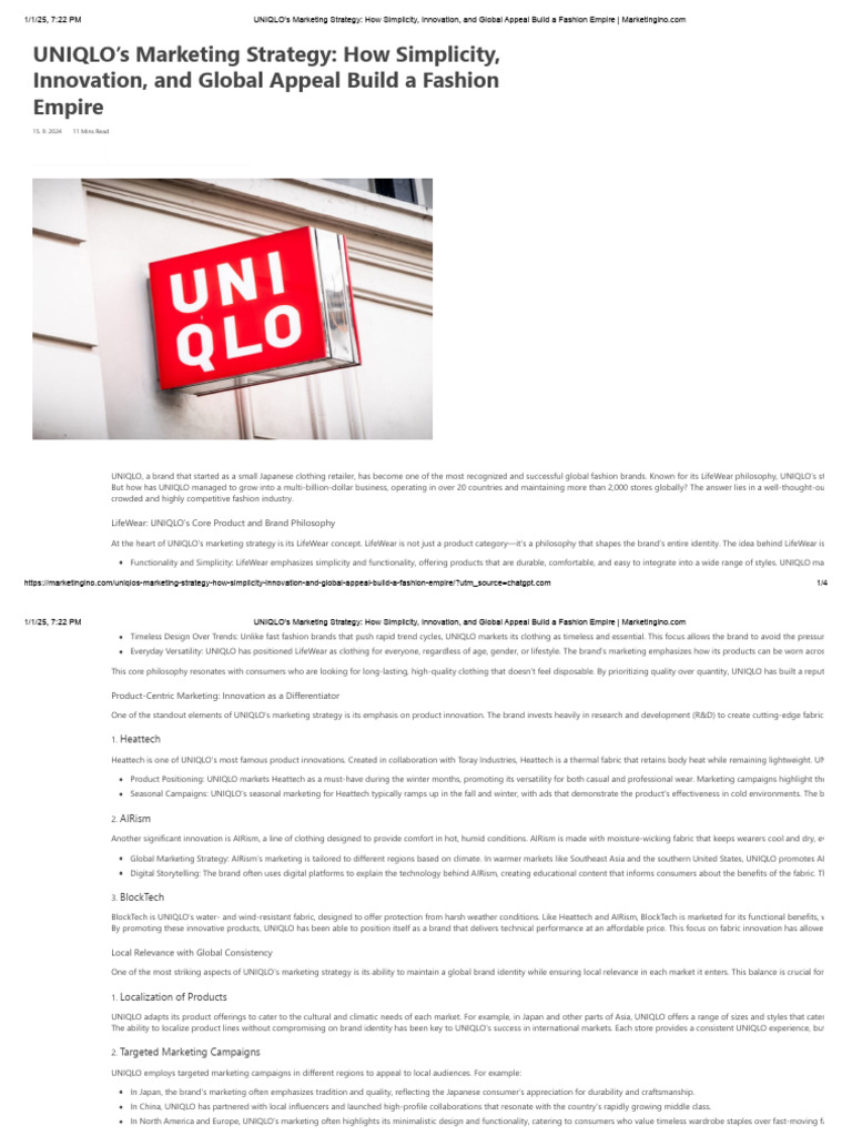 UNIQLO's Marketing Strategy - How Simplicity, Innovation, and Global ...