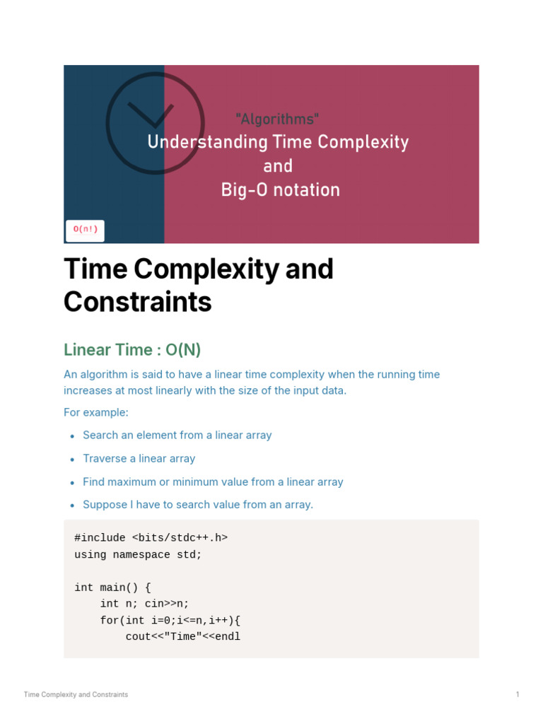 Linear Time Complexity Explained | PDF
