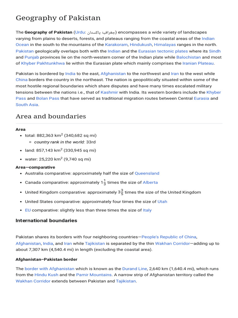 Geography of Pakistan - Wikipedia | PDF | Indus River | Earth Sciences