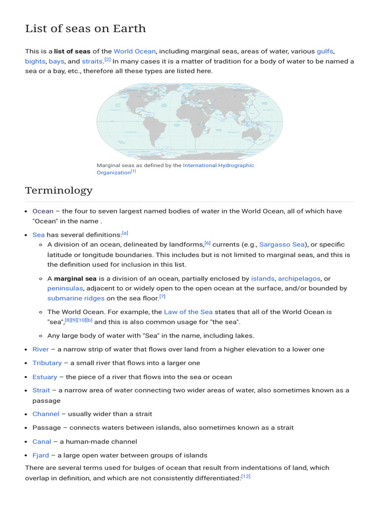 List of Seas On Earth - Wikipedia | PDF | Sea | Oceanography