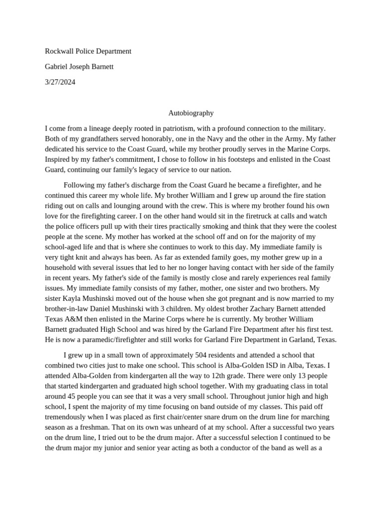 Rockwall Police Department Autobiography | PDF