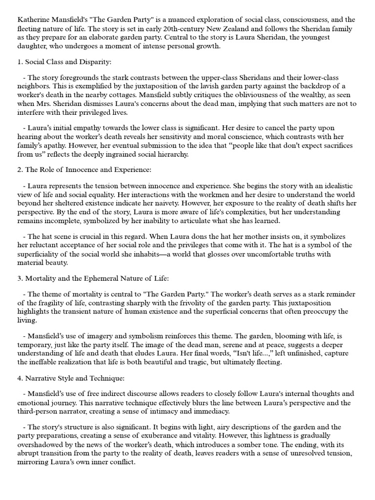 Katherine Mansfields The Garden Party Is A Nuanced Exploration of ...