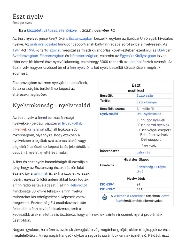 Észt nyelv | PDF