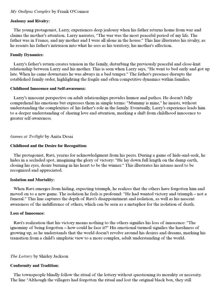 Themes in "My Oedipus Complex" | PDF