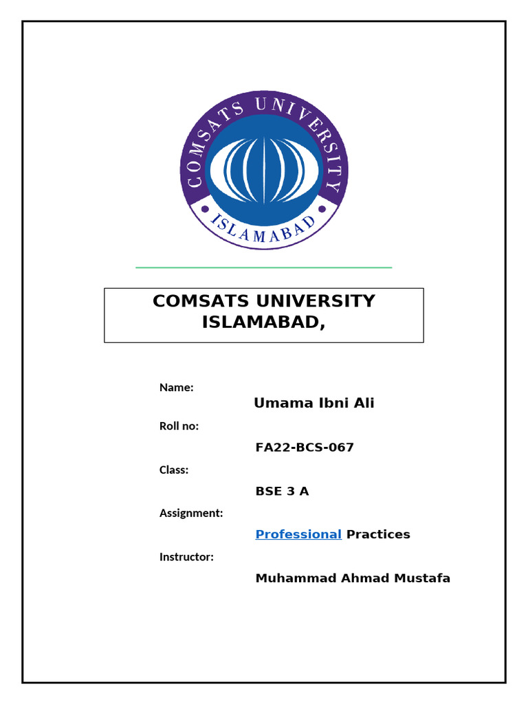 Umama assignment of professional practices | PDF | Intellectual Property | Internet