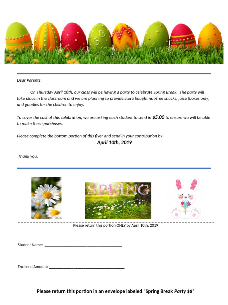 Spring Break-Letter | PDF