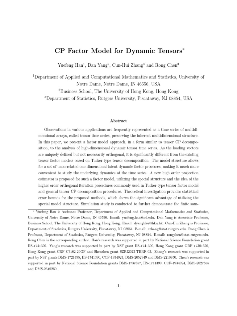 CP Factor Model For Dynamic Tensors | PDF | Principal Component Analysis | Tensor