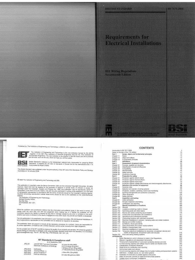 BS 7671 - 2008 - Electrical Installations-IEE 17th Edition | PDF