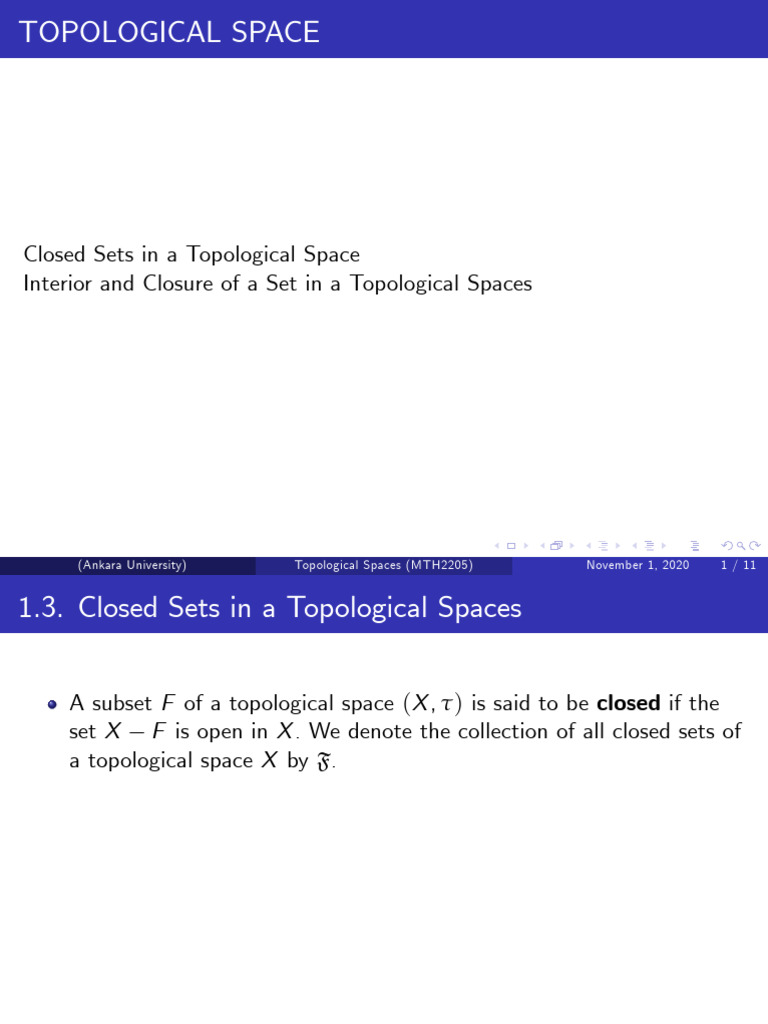Slides MTH2205 5.Week | PDF | Topological Spaces | General Topology