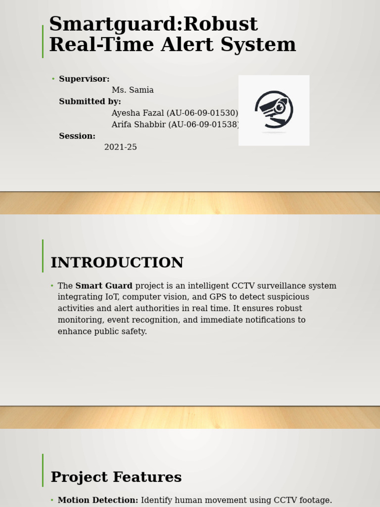 Smartguard:Robust Real-Time Alert System: Supervisor: Submitted by | PDF