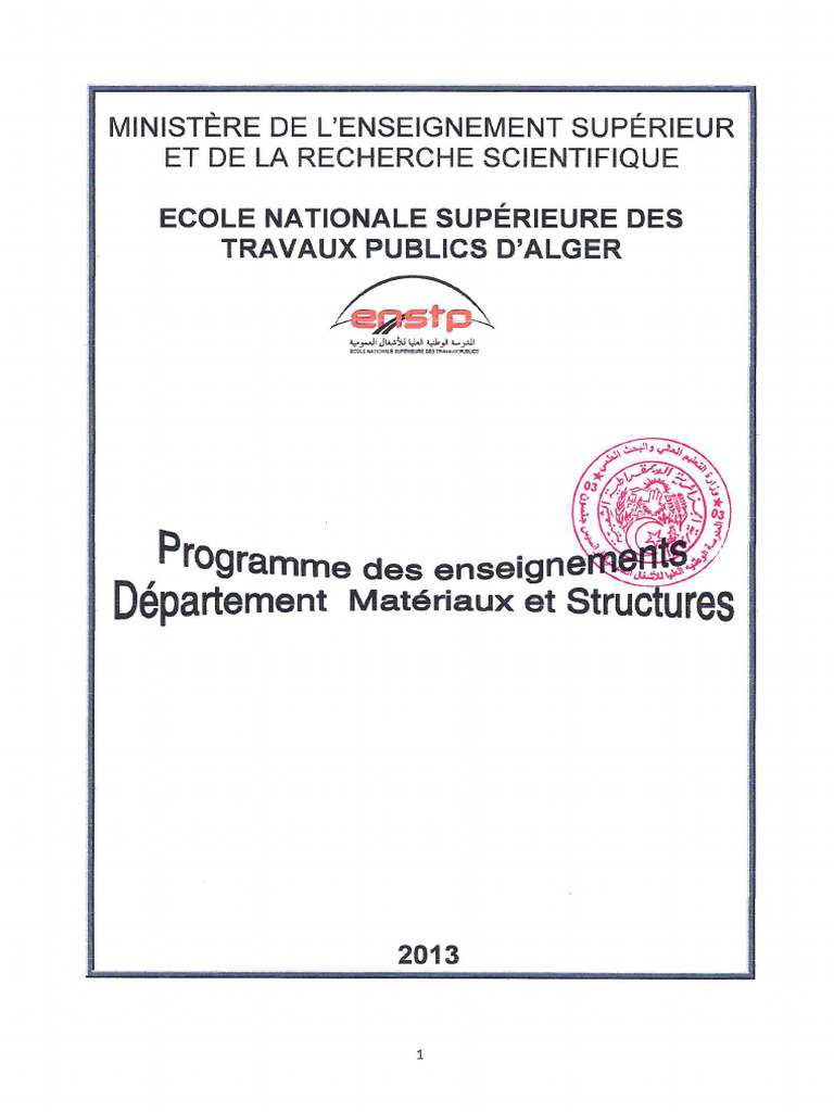 Programme ENSTP | PDF