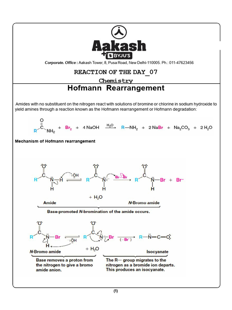 07 - Hoffman - Curtius - Schmidt Reaction | PDF | Amide | Chemical ...