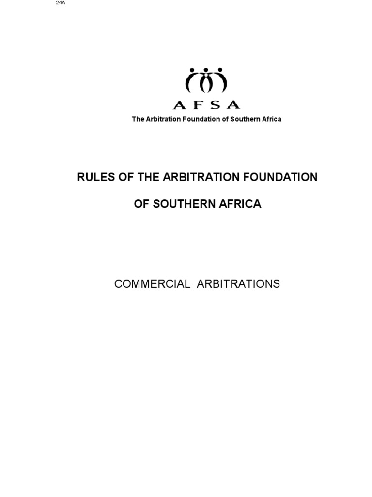AFSA Commercial Arbitration Rules | PDF | Arbitral Tribunal | Arbitration