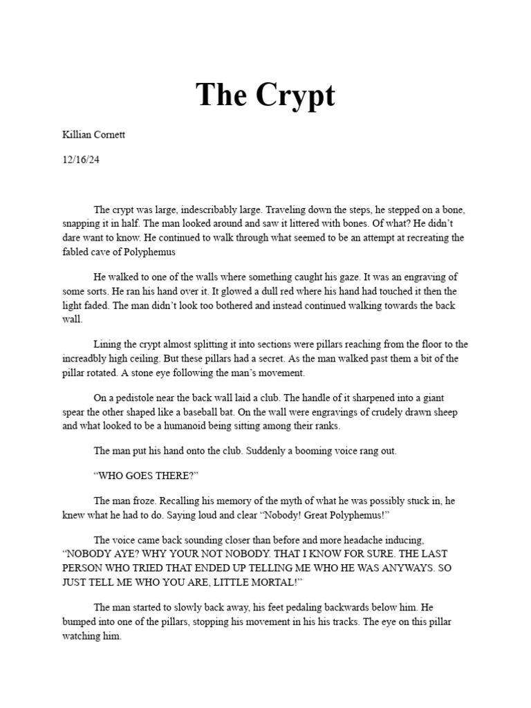 Cyclops Crypt Adventure Tale | PDF