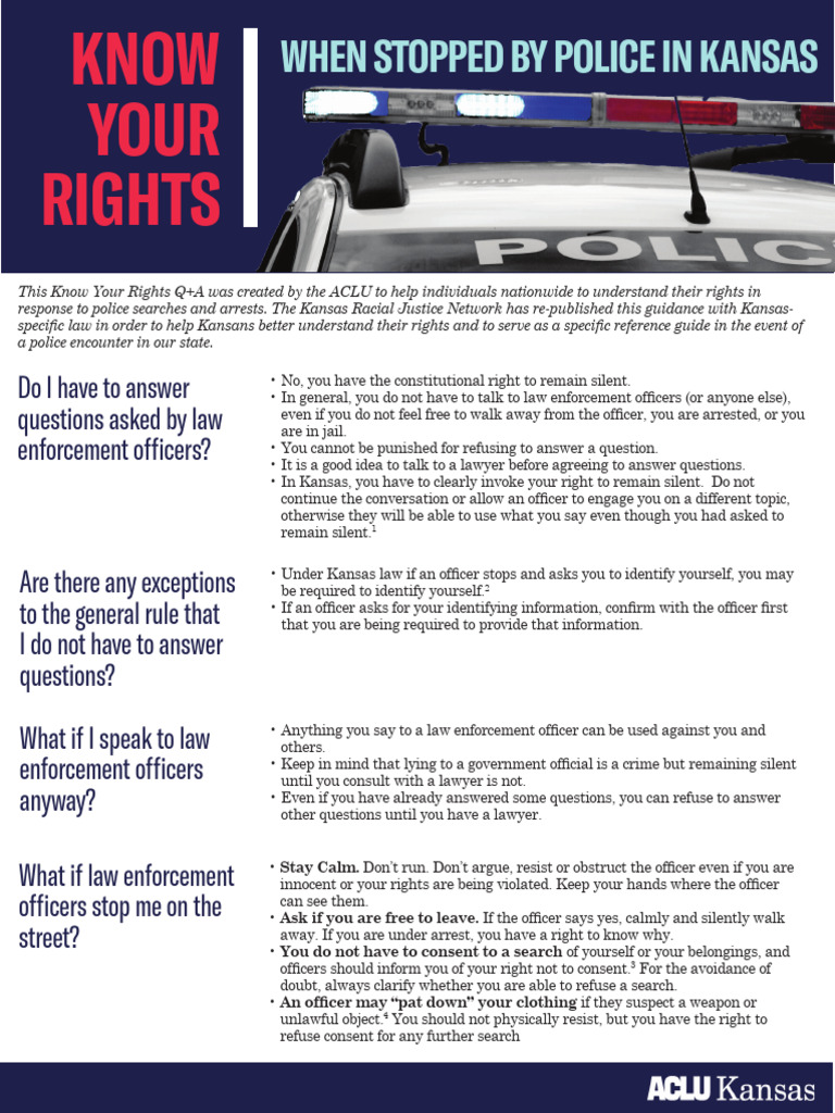 Kansas Police Encounter Rights Guide | PDF | Search Warrant | Arrest