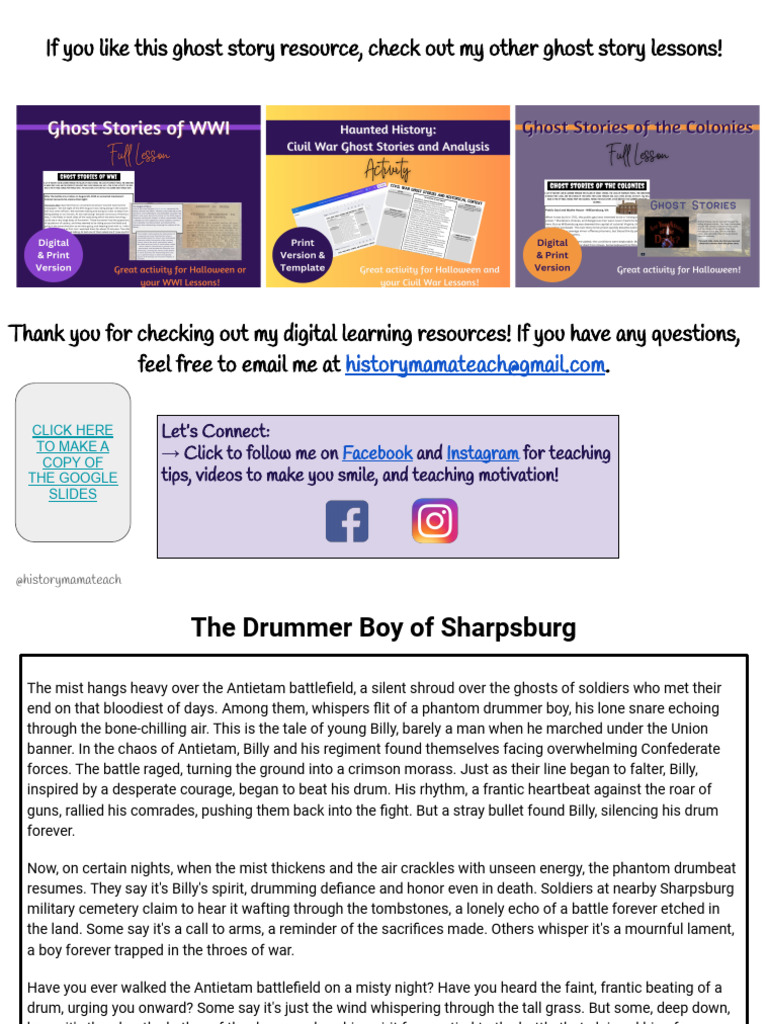 UsingGhostStoriesinHistoryCivilWarExampleandBlankOrganizer-1 | PDF ...
