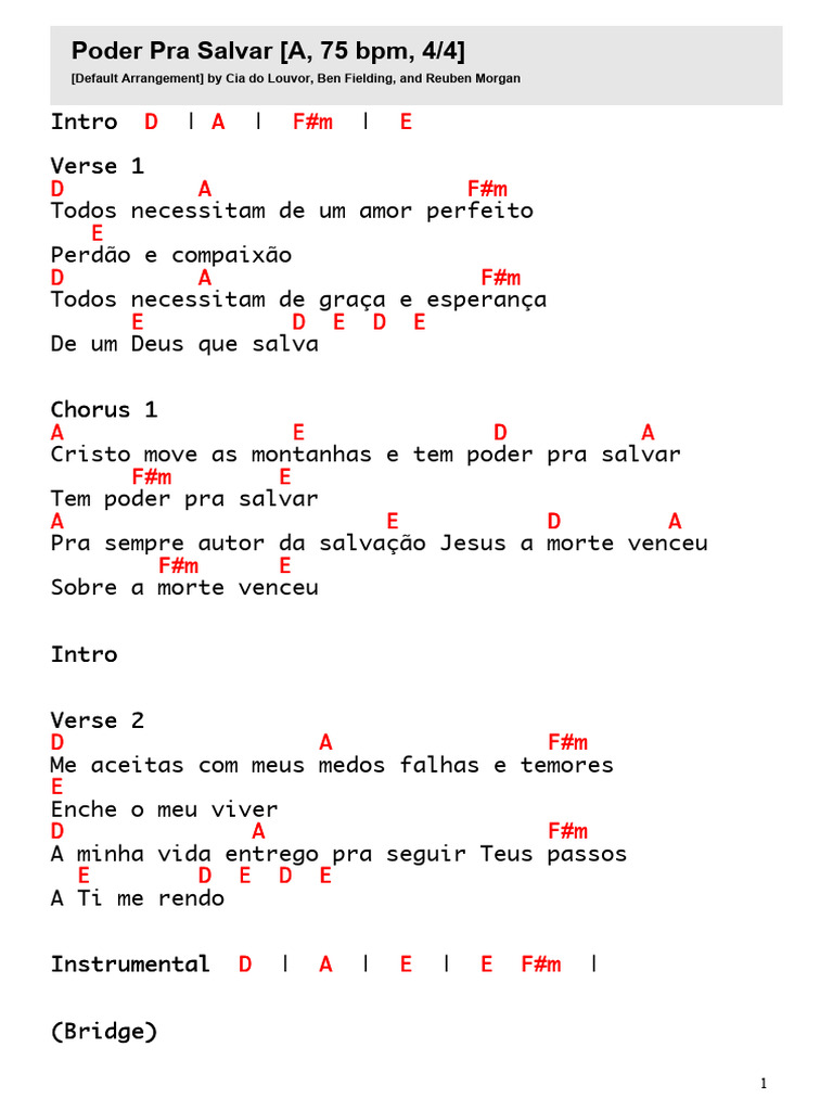 Cifras de "Poder Pra Salvar" | PDF