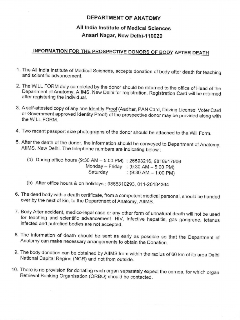 Will Form For Body Donation | PDF