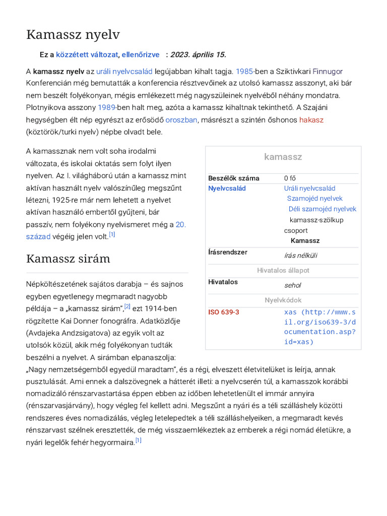 Kamassz nyelv | PDF