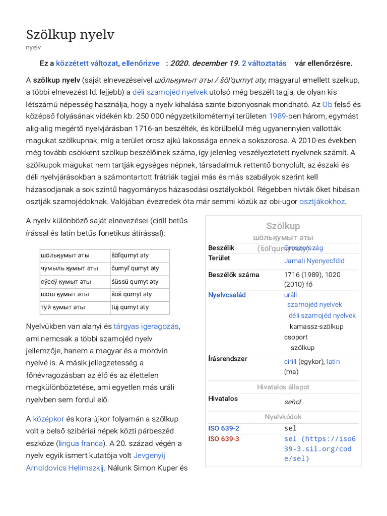 Szölkup Nyelv | PDF