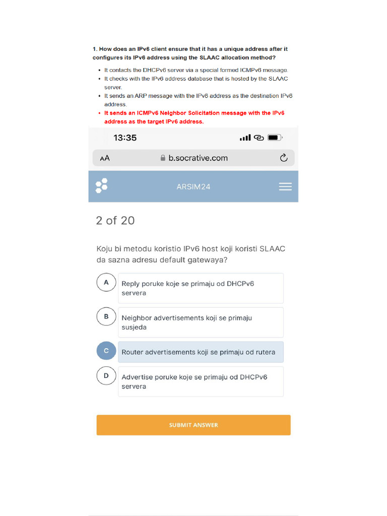 Slaac and Dhcpv6 - Quiz | PDF