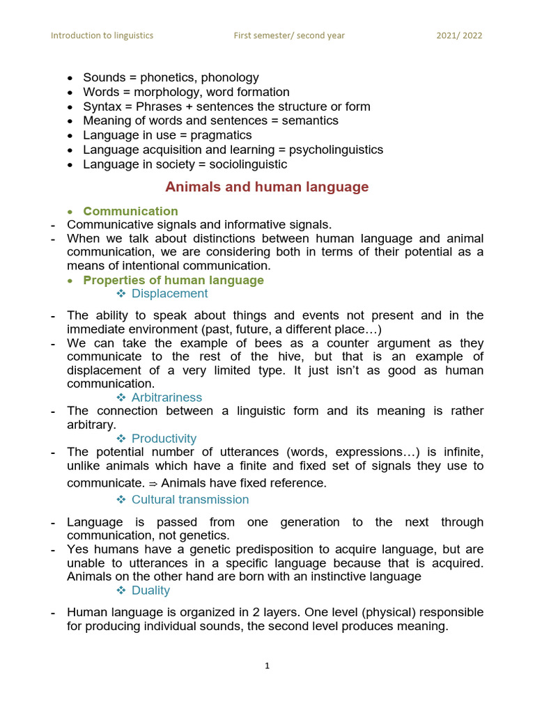Linguistic First Semester Second Year | PDF | Syllable | Phonetics