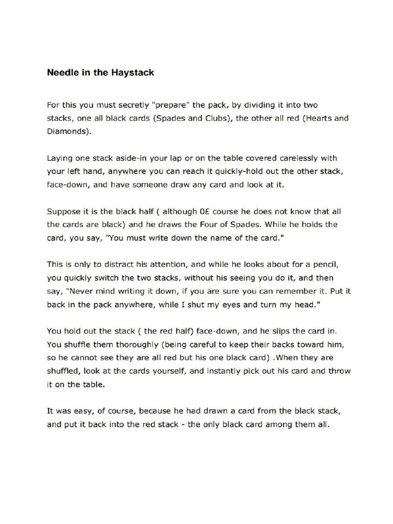 Needle in the Haystack | PDF