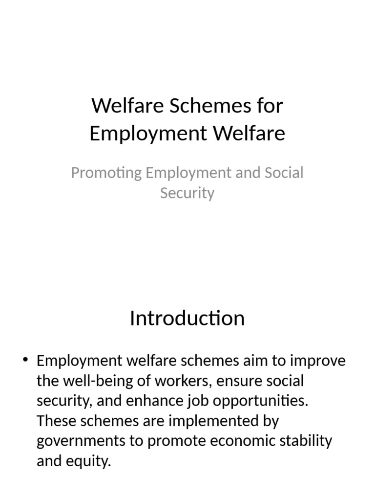 Welfare Schemes Employment | PDF